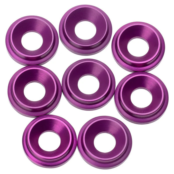 Aluminum Countersunk Washers, M3 (8), Purple – Dollar Hobbyz
